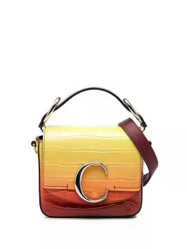 Chloé 2019 Mini Croc Embossed Calfskin C Satchel - Red