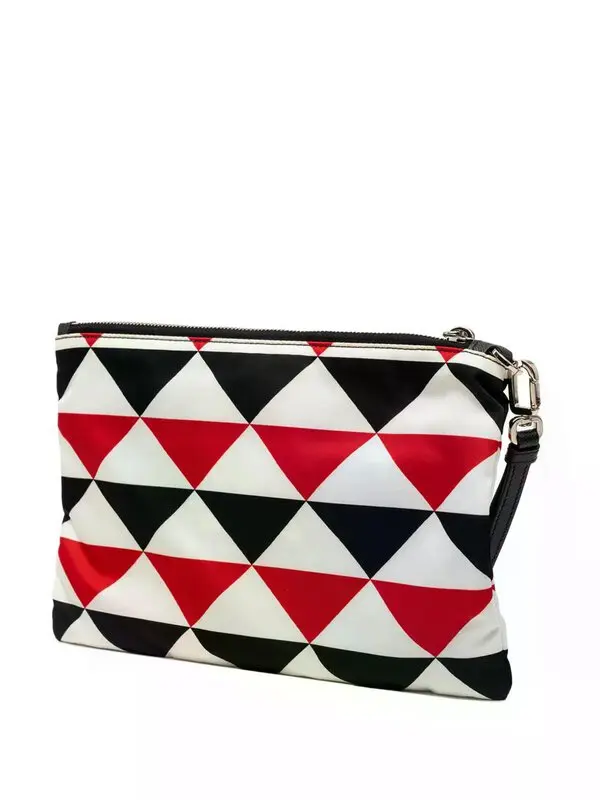 Prada Nylon Geometric Triangle Pattern Flat Clutch Bag