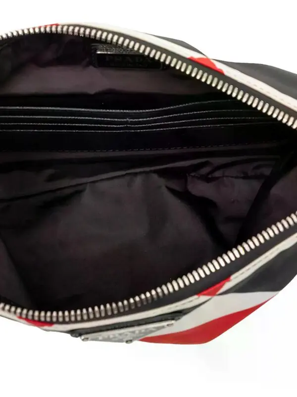 Prada Nylon Geometric Triangle Pattern Flat Clutch Bag