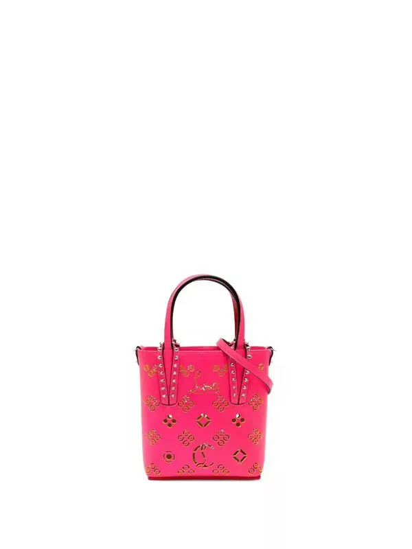 CHRISTIAN LOUBOUTIN Mini Perforated Calfskin Satchel - Pink