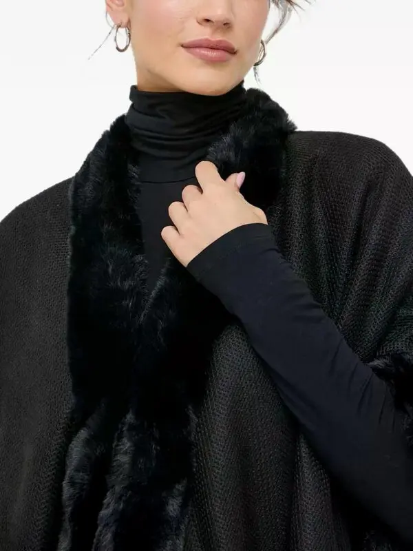 MORGAN Faux-fur Trim Textured Cape