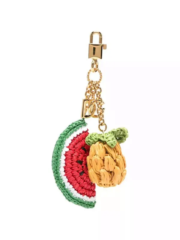 Dolce & Gabbana Fruit-charm Dg-logo Keyring - Neutrals