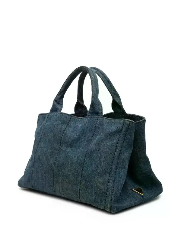 Prada Denim Canapa Logo Satchel