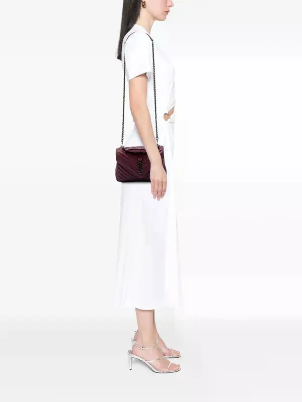 Saint Laurent Monogram College Satchel In Quilted Sheepskin - Red