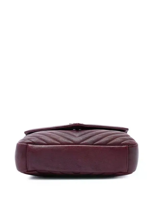 Saint Laurent Monogram College Satchel In Quilted Sheepskin - Red