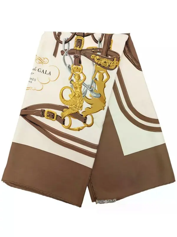 Hermès 2000-2026 Brides De Gala Silk Scarf 90 Scarves - Brown
