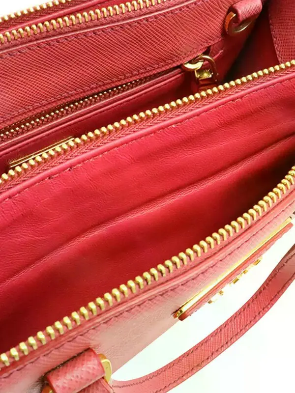 Prada Saffiano Lux Galleria Double Zip Satchel - Pink