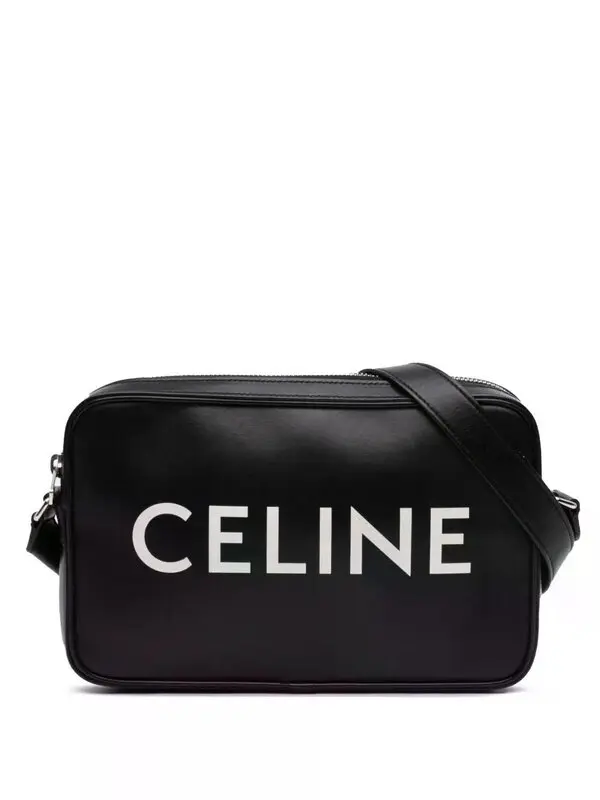 Celine Smooth Calfskin Logo Messenger Bag - Black