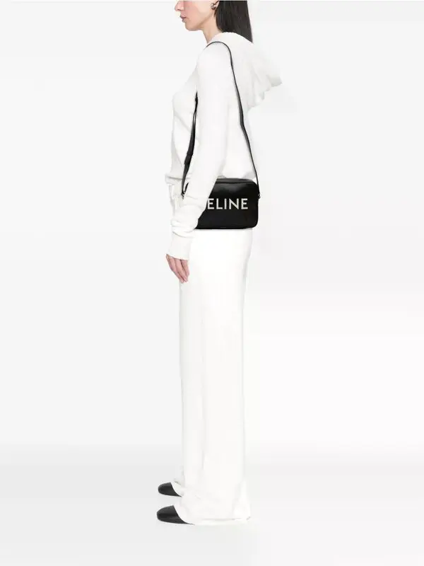 Celine Smooth Calfskin Logo Messenger Bag - Black