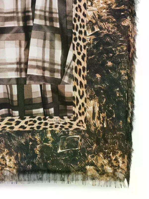 PIERRE-LOUIS MASCIA Checked Leopard-print Scarf
