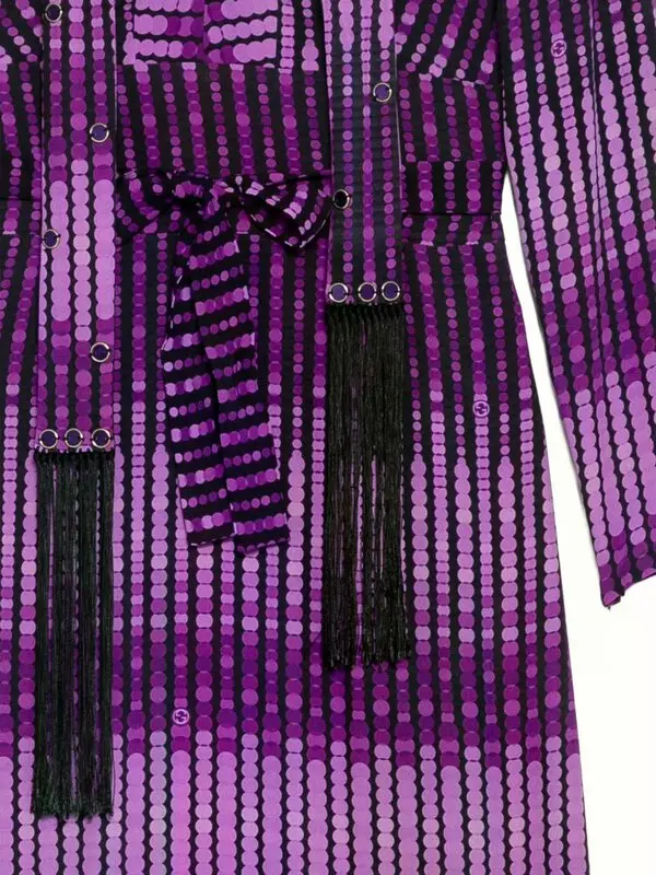 Gucci Abstract Print Silk Fringed Dress