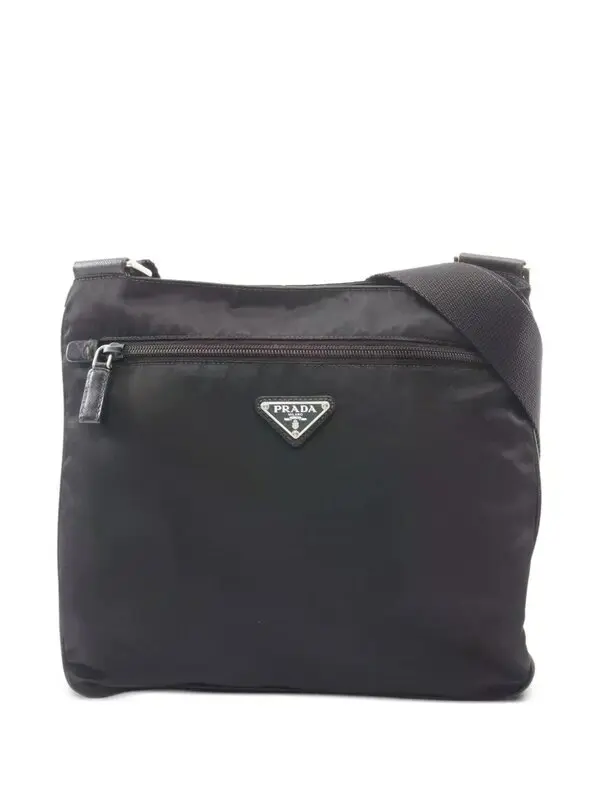 Prada Saffiano Leather Trim Shoulder Bag - Black