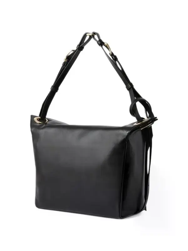 Furla Logo Plaque Leather Shoulder Bag - Black