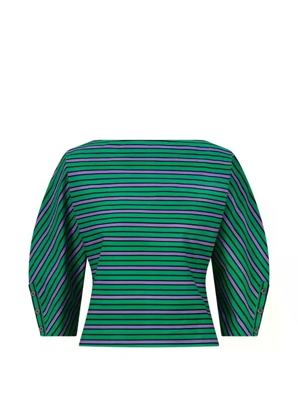 Lela Rose Striped Boat Neck Top