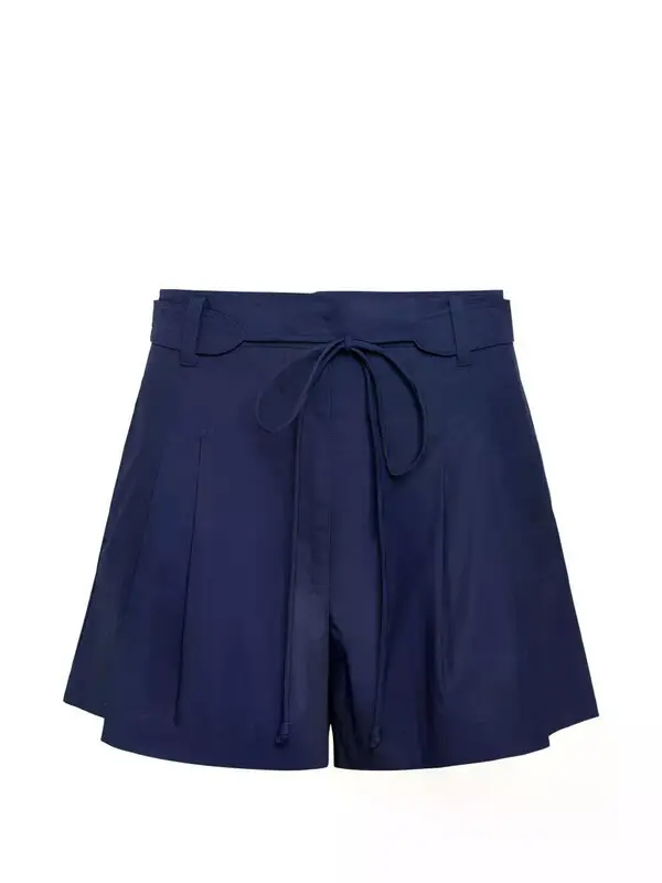 MARIE OLIVER Pleated Shorts With Belted Waist - Blue