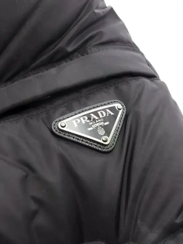 Prada Quilted Hooded Down Jacket With Signature Triangle Logo