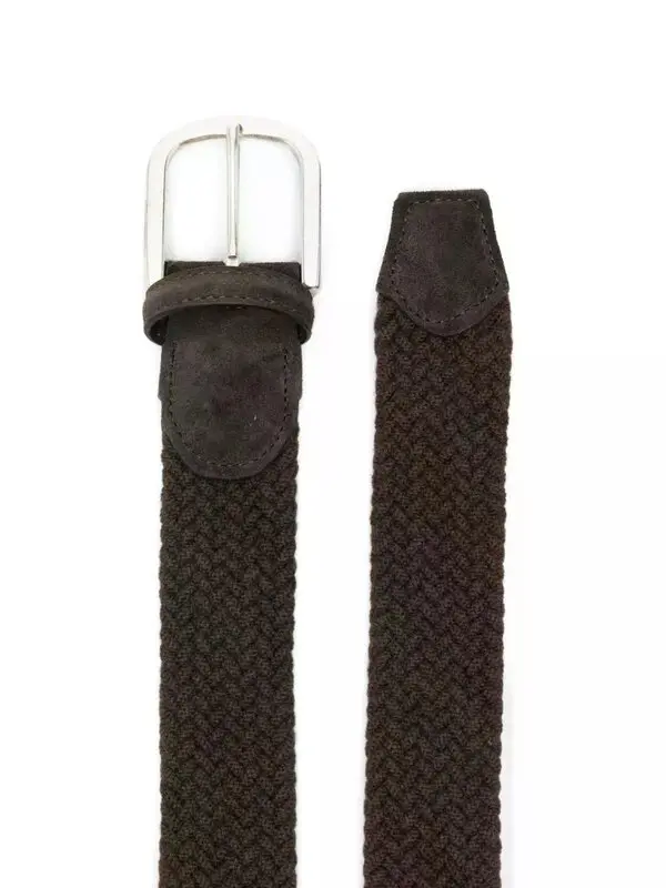 Canali Woven Suede Trimmed Belt