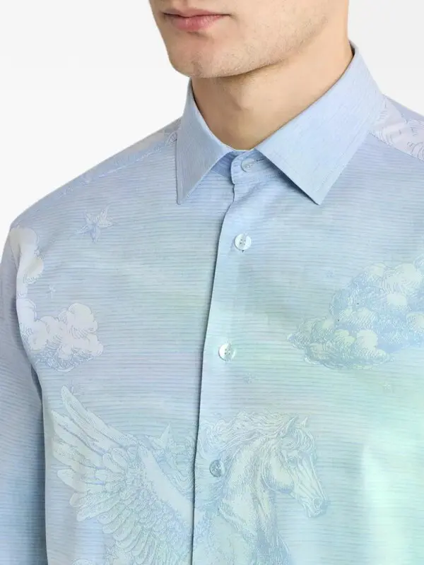 Etro Cotton Shirt With Placed Pegaso Motif