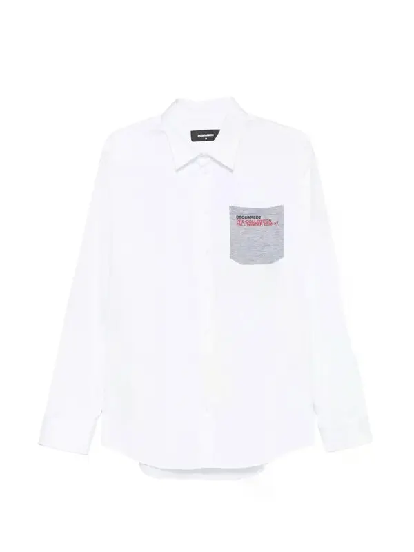Dsquared2 Dropped-shoulder Logo-print Patch-pocket Cotton Shirt - White