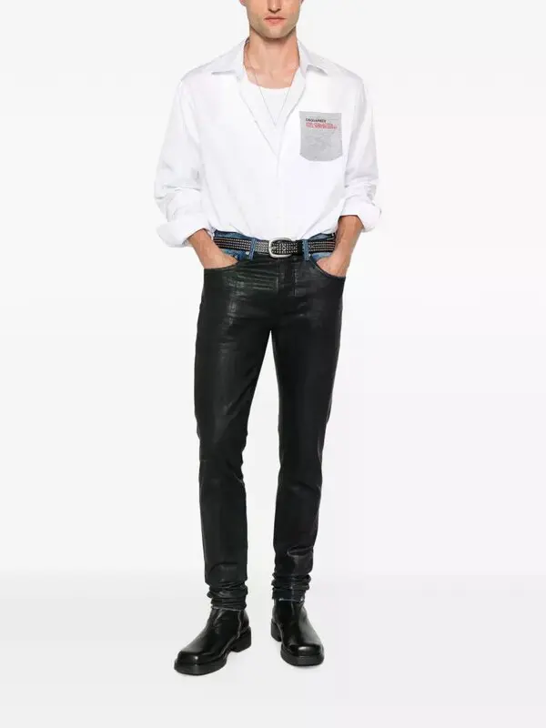 Dsquared2 Dropped-shoulder Logo-print Patch-pocket Cotton Shirt