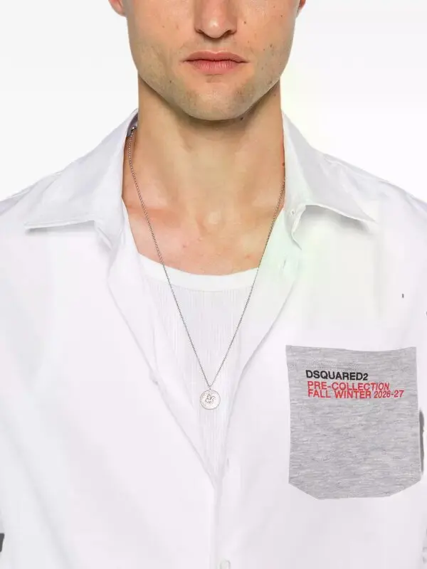Dsquared2 Dropped-shoulder Logo-print Patch-pocket Cotton Shirt