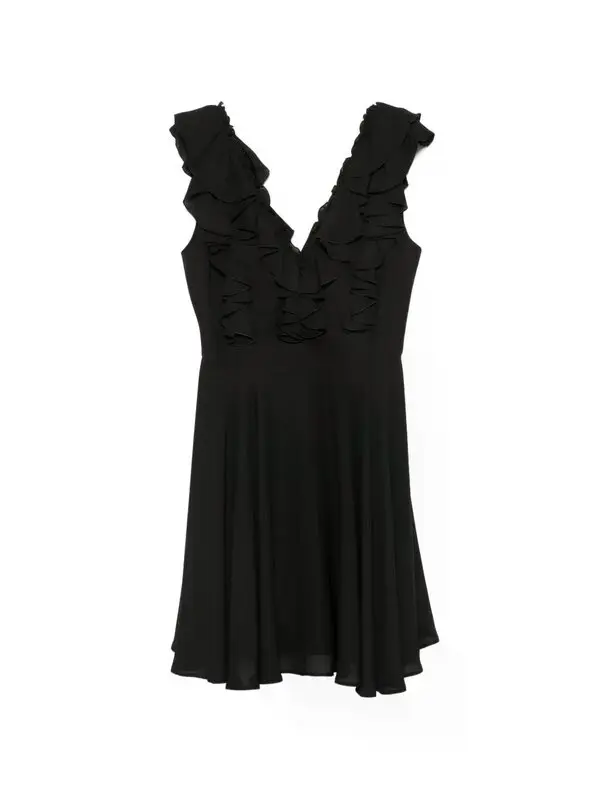 HANITA Ruffled V-neck Dress - Black