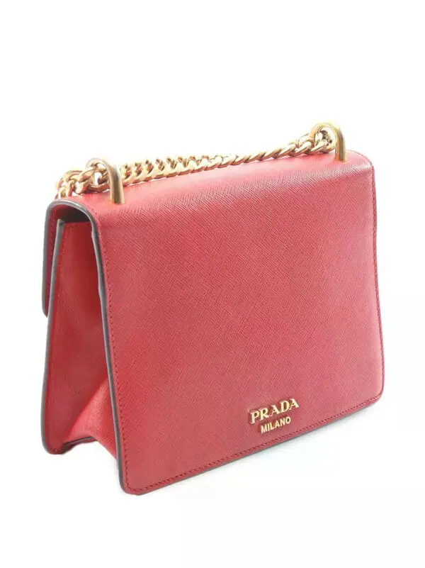 Prada Leather Chain Shoulder Bag - Red