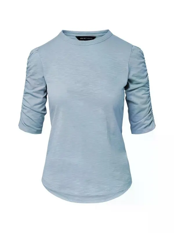 Veronica Beard Waldorf Ruched Sleeve T-shirt - Blue