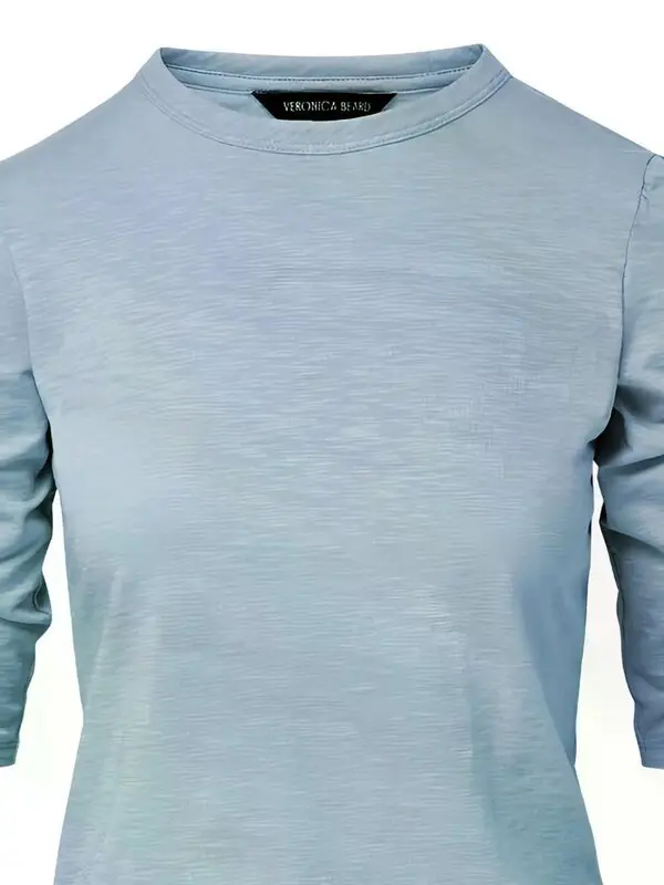 Veronica Beard Waldorf Ruched-sleeve T-shirt - Blue