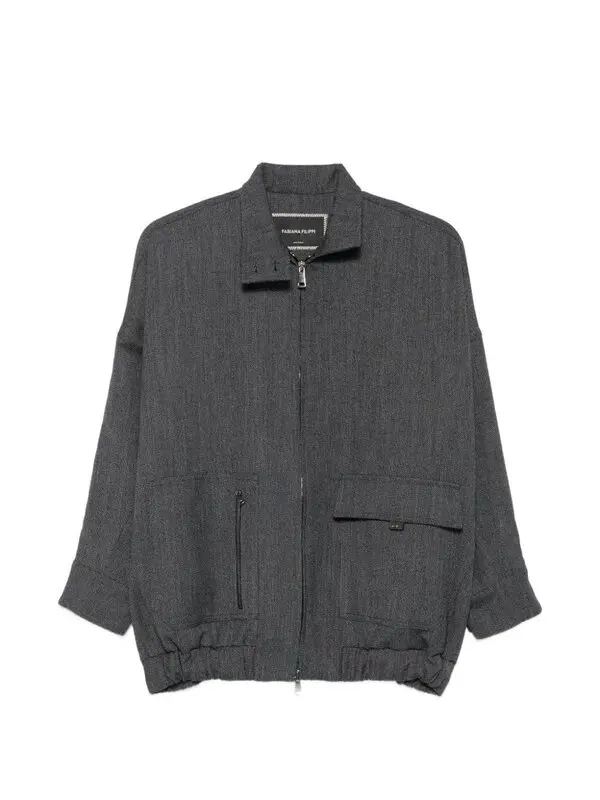 Fabiana Filippi Zip-up High-neck Coat - Blue