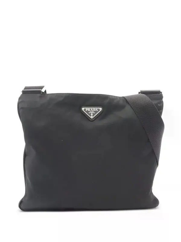 Prada 2000s Triangle-logo Messenger Bag - Black