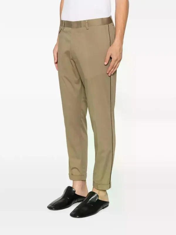 LOW BRAND Piped-trim Turn-up Trousers
