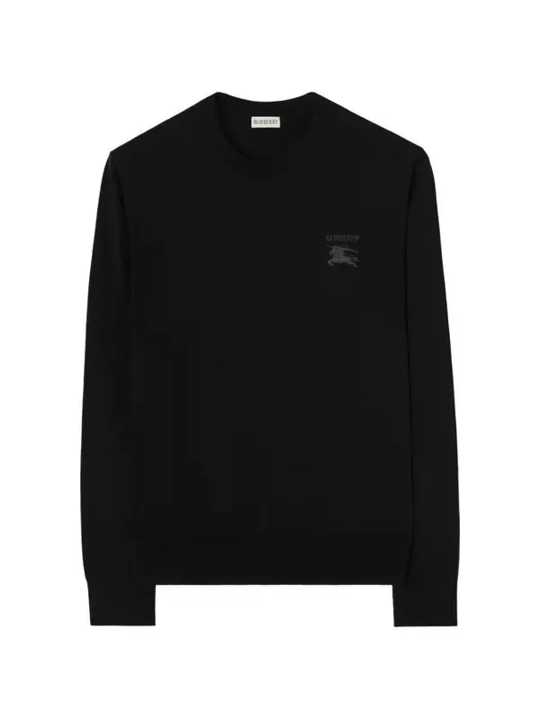 Burberry Wool Sweater With Equestrian Knight Design - Black