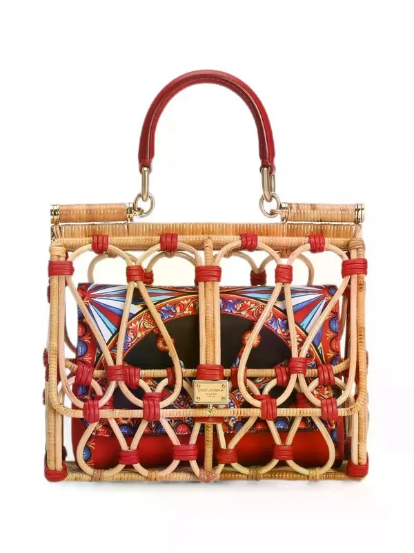 Dolce & Gabbana Sicily Handbag With Embroidery - Neutrals