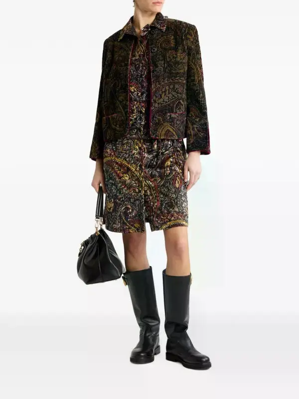 Etro Burnout Chenille Paisley Print Shirt Dress - Black