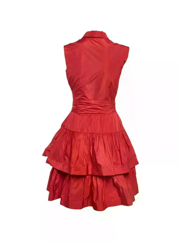 Carolina Herrera Sleeveless Belted Tiered Mini Dress - Red