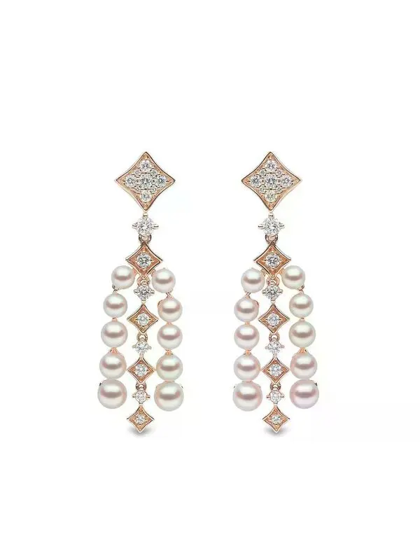 Yoko London 18kt Rose Gold Akoya Pearl And Diamond Drop Earrings - Pink