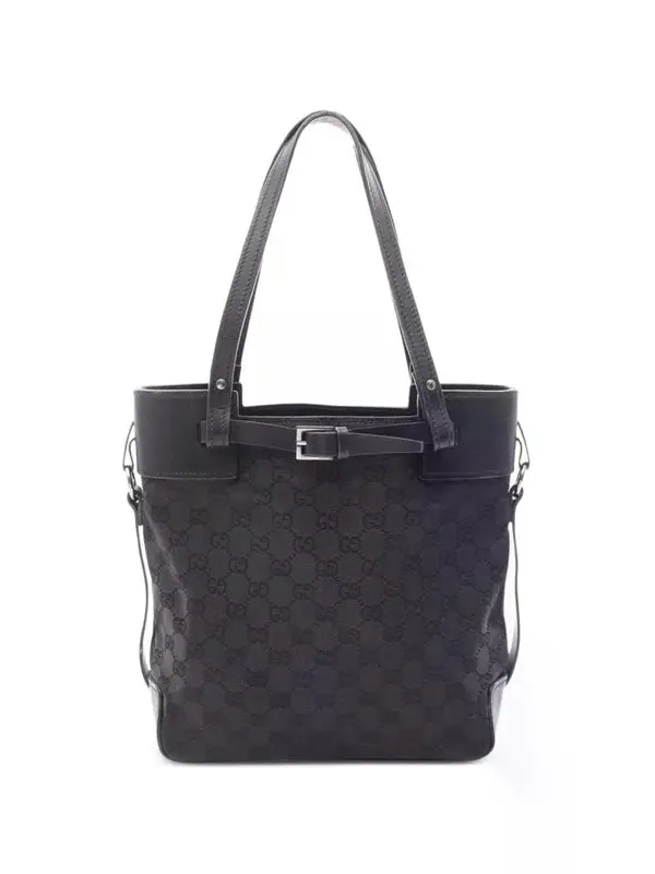 Gucci 2000s Gg Canvas Tote Bag - Black