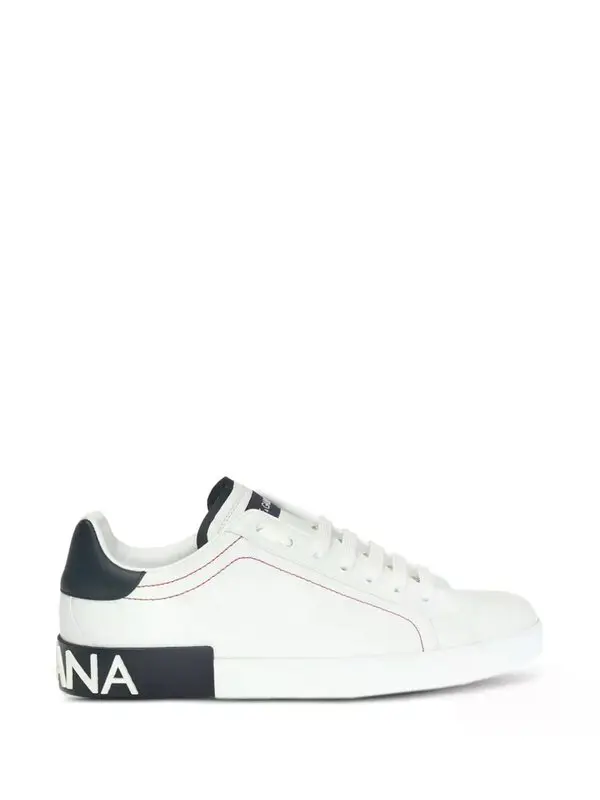 Dolce & Gabbana Portofino Leather Sneakers - White