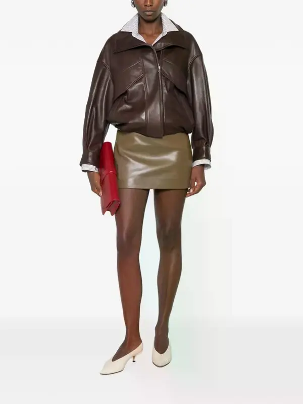 Khaite Leather Mini Skirt