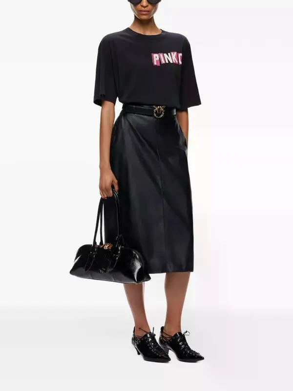 Pinko Logo And Graphic Print T-shirt - Black