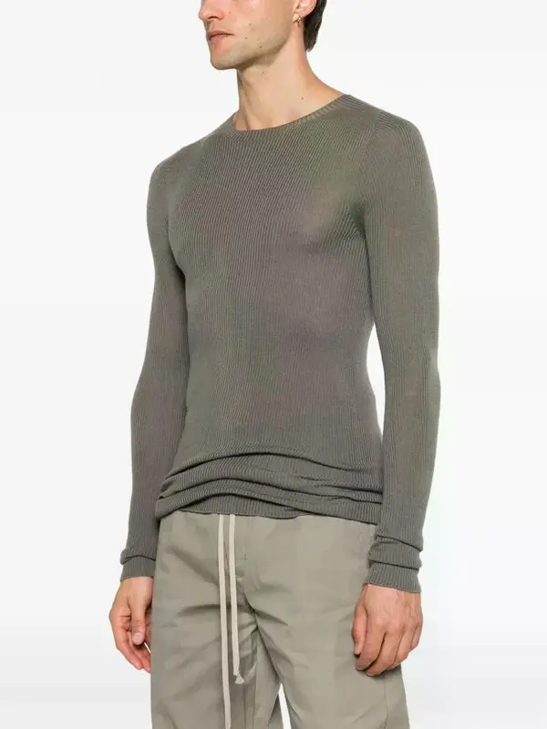 Rick Owens Ribbed Round Neck Long Sleeve Sweater