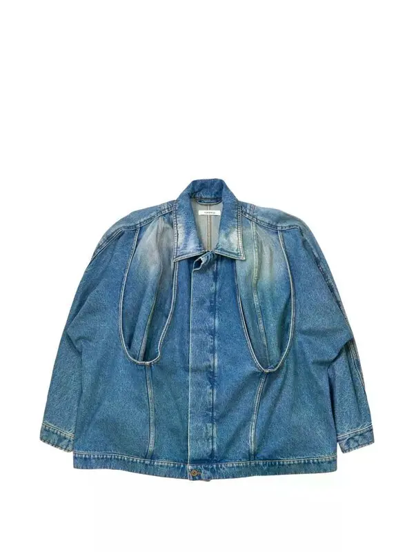 TORISHÉJU Washed Draped-detail Denim Jacket