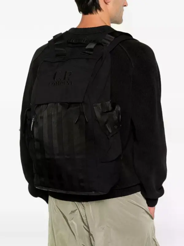 C.P. COMPANY Logo-embroidered Multi-pocket Backpack - Black