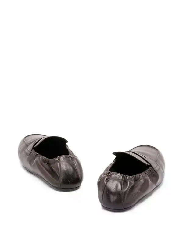 Prada Leather Loafers With Elasticated Heel - Brown