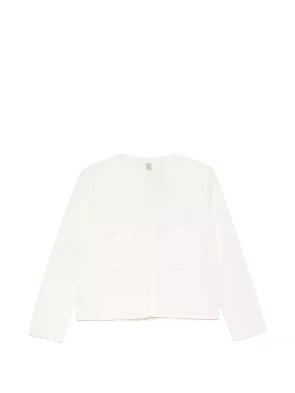 TOTEME Compact-knit Pocket-detail Cardigan - White
