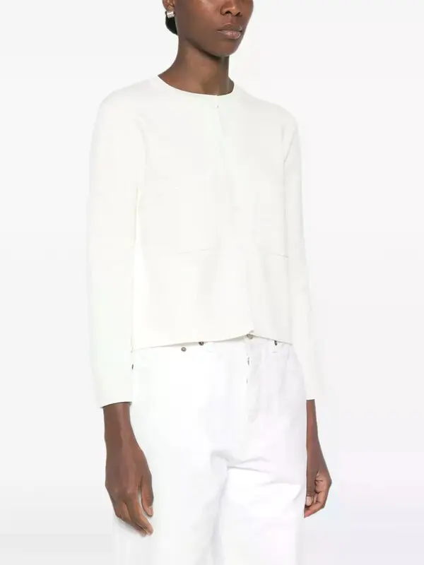 TOTEME Compact-knit Pocket-detail Cardigan - White
