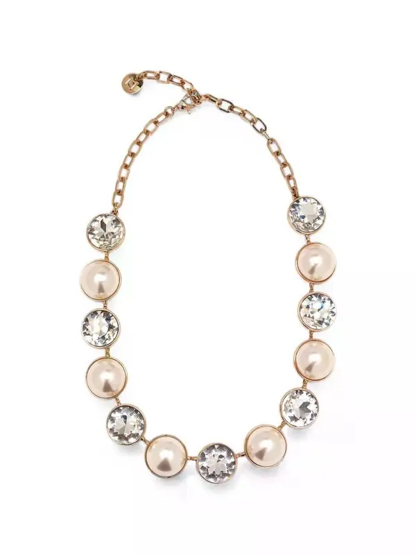 Carolina Herrera Crystal And Pearl Embellished Necklace - Gold