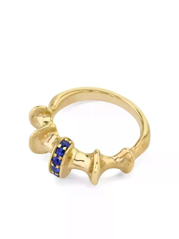 Vram 18k Yellow Blue Sapphire Ring