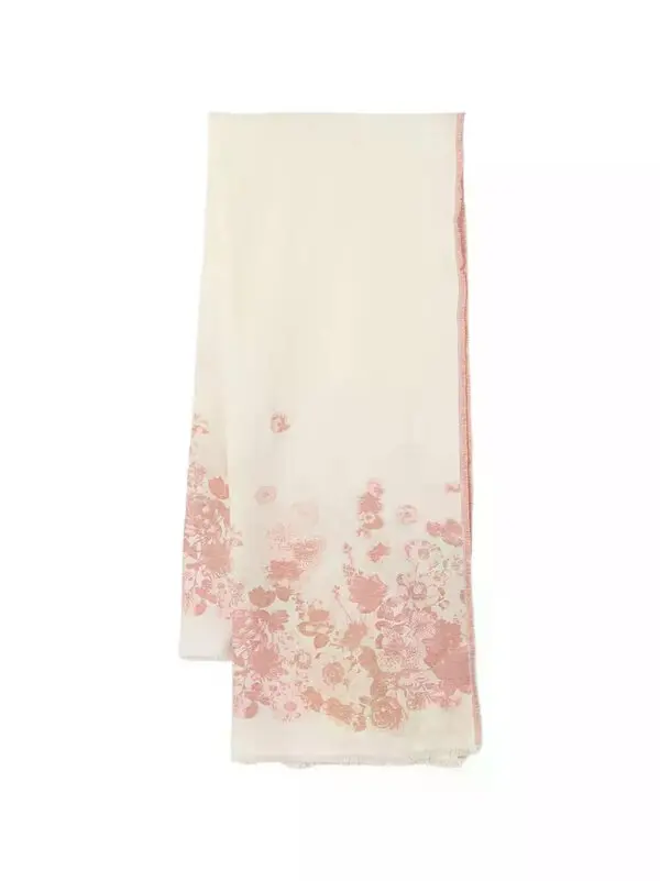 TWINSET Floral-print Frayed Scarf - Neutrals